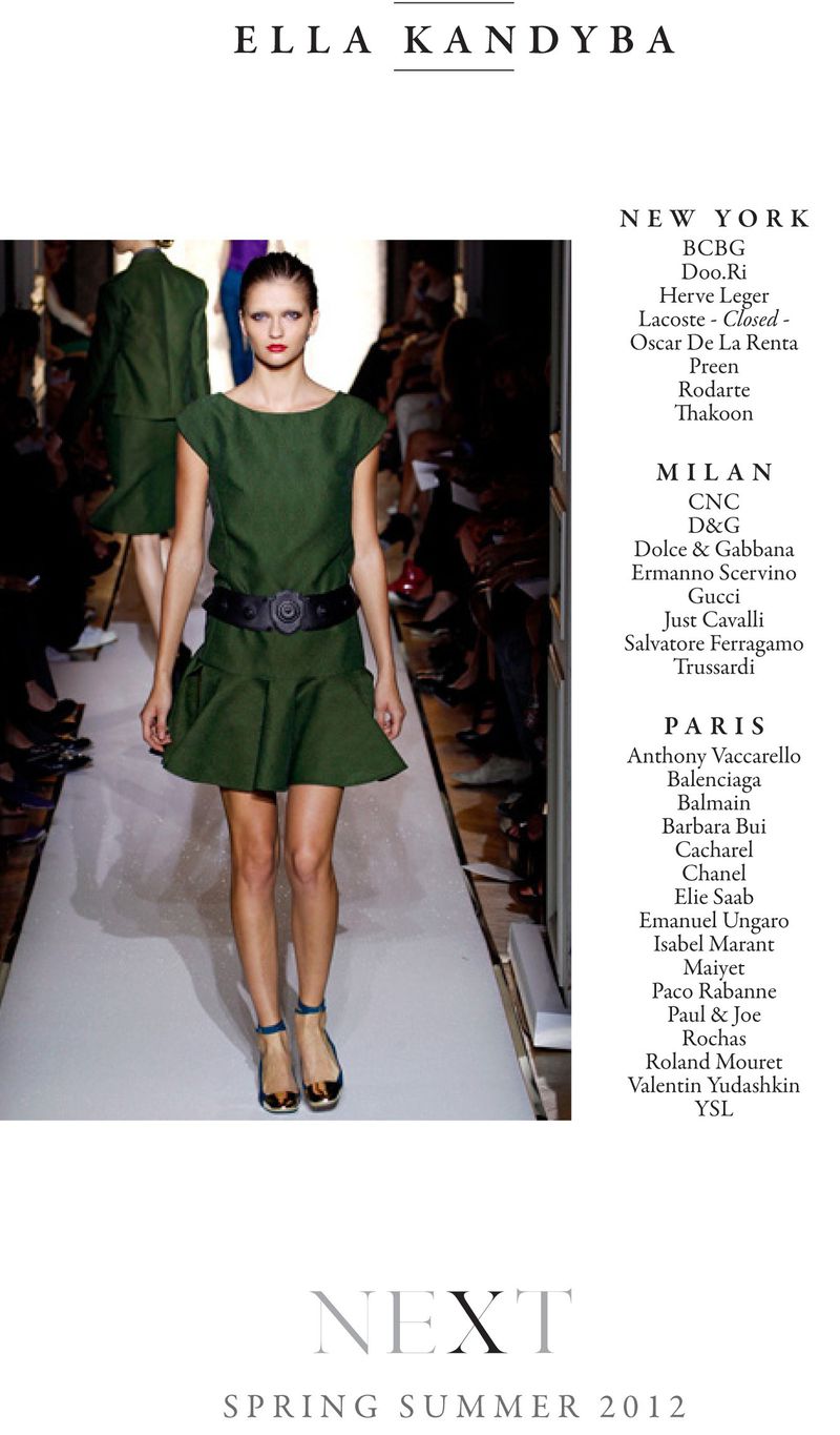 NEXT MODELS London: All SHOWS S/S 12 Main Board (Various Shows)