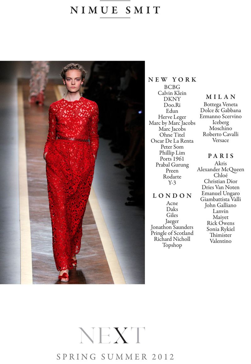 NEXT MODELS London: All SHOWS S/S 12 Main Board (Various Shows)