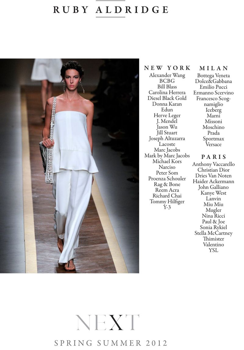 NEXT MODELS London: All SHOWS S/S 12 Main Board (Various Shows)