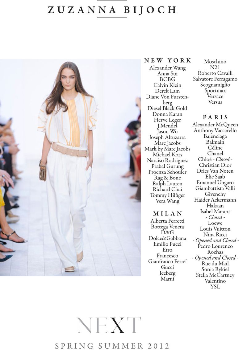 NEXT MODELS London: All SHOWS S/S 12 Main Board (Various Shows)