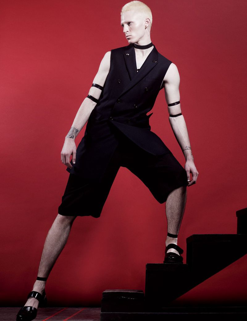 Men's tailoring also with model Connor Stanley (Interview Magazine)