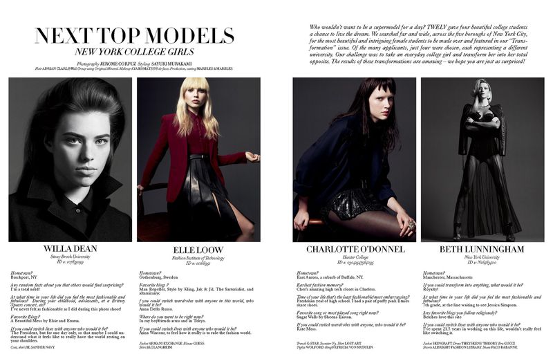 NEXT TOP MODELS NEW YORK COLLEGE GIRLS (TWELV Magazine)