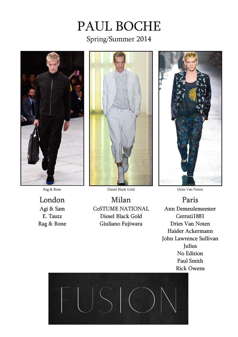Fusion Models S/S 14 European Men's shows (Various Shows)