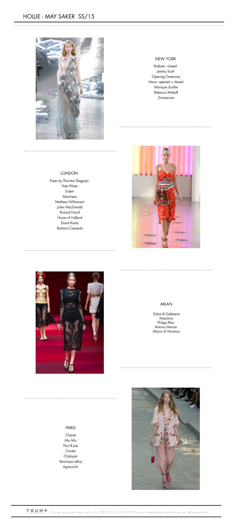 Trump Models S/S 15 Shows (Portrait)