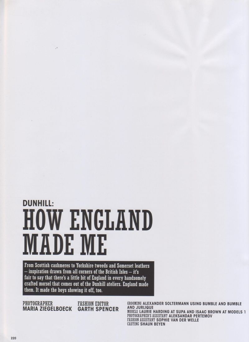 Dunhill: How England Made Me (10 Men Magazine)