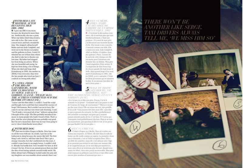 Jane Birkin for Eurostar Metropolitan Magazine (Various Editorials)