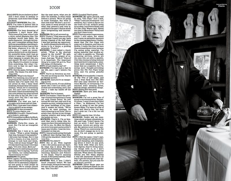 Anthony Hopkins (Interview Magazine)