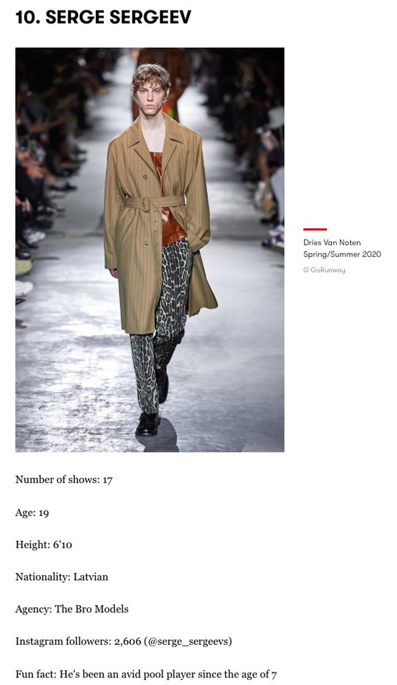Which 10 male models were the stars of Spring/Summer 2020 Fashion Week ...
