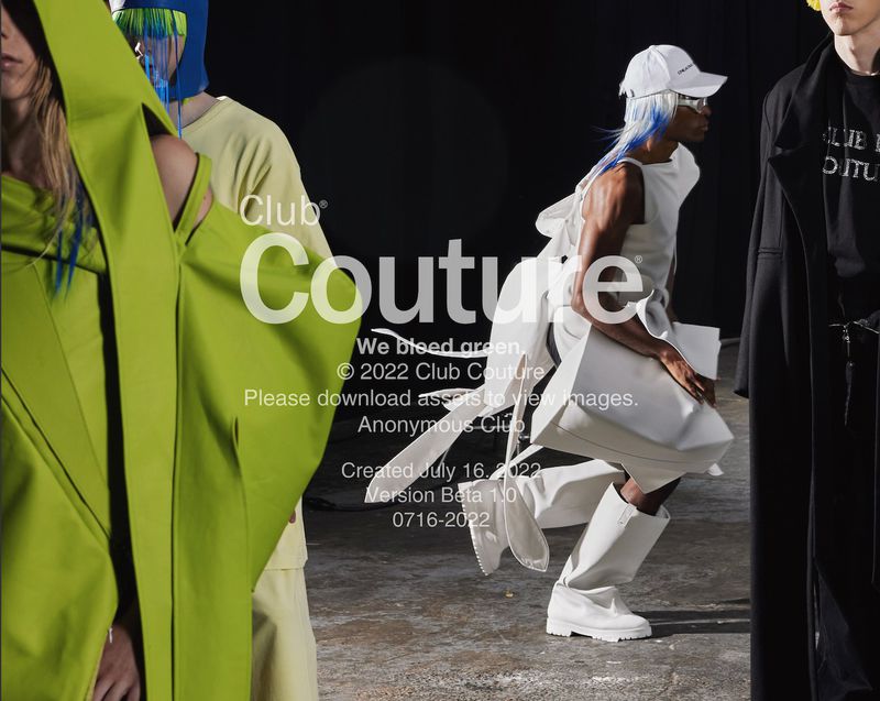 Anonymous Club Couture, Collection 01 WE BLEED GREEN Photos by Michael ...