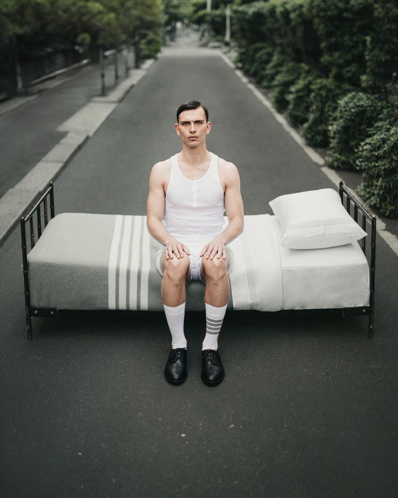 Thom Browne Stages Performance in Milan Unveiling Frette Collaboration ...