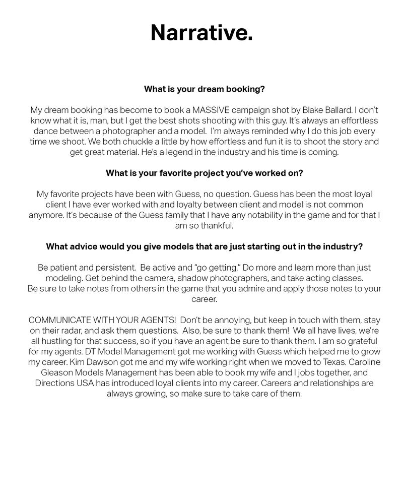 Narrative Spotlight: Trey Baxter (Various Editorials)